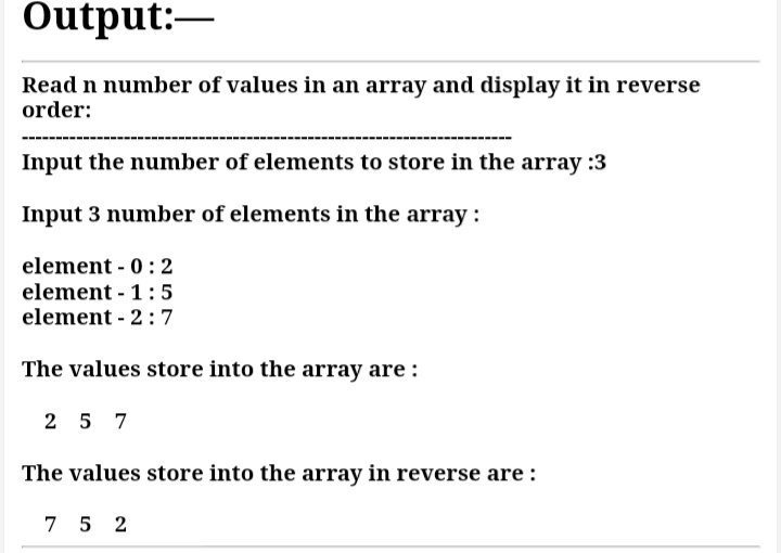 C program to read integer into array and reversing them C program to read integer into array and reversing them