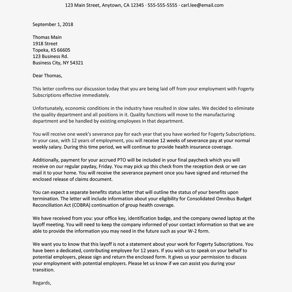 Severance Letter Template Resume Letter severance-letter-template-resume-letter