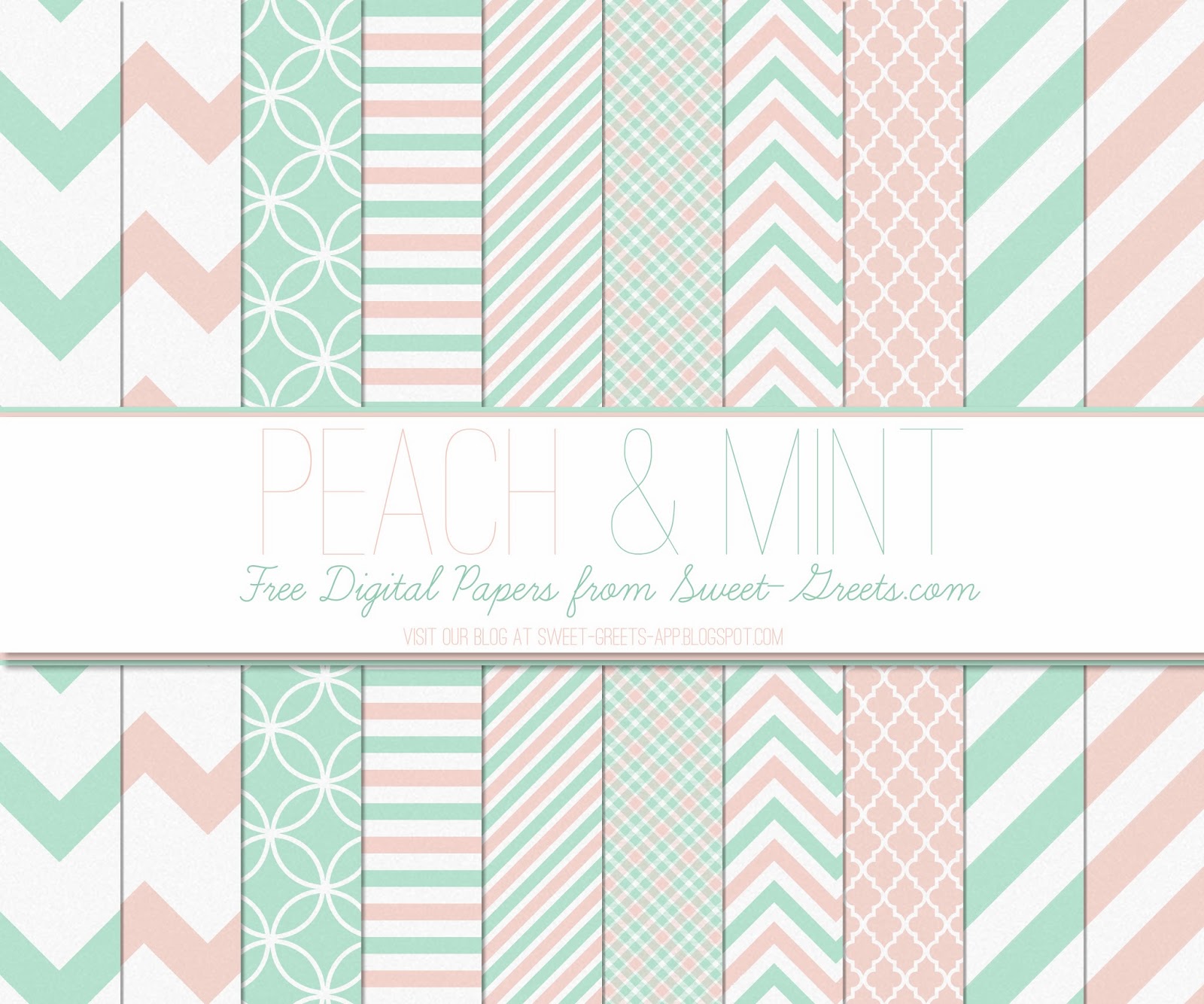 Sweet Nothings: Free Peach and Mint Digital Paper Set