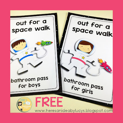 Classroom Freebies Too: FREE Space Theme Bathroom Passes