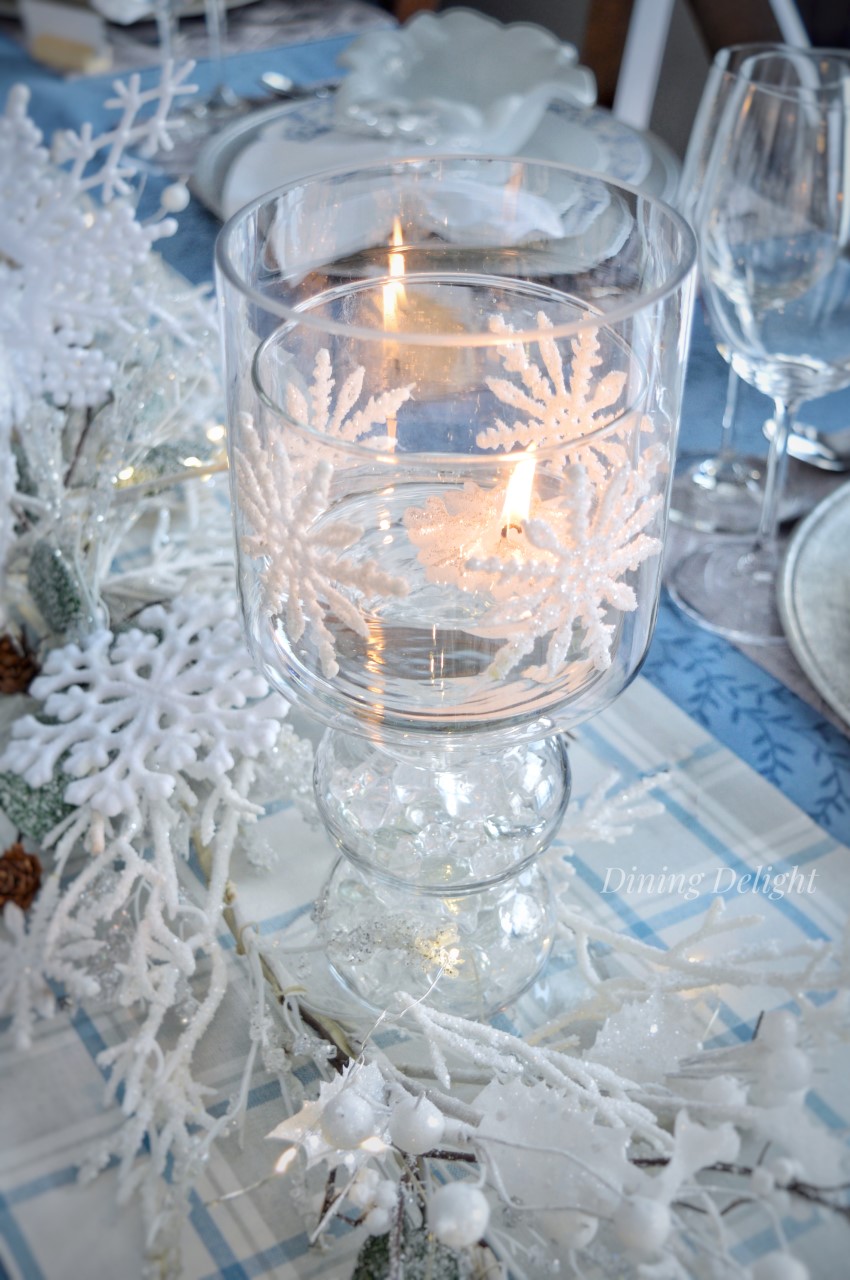 Dining Delight: Winter Blues Snowflake Tablescape