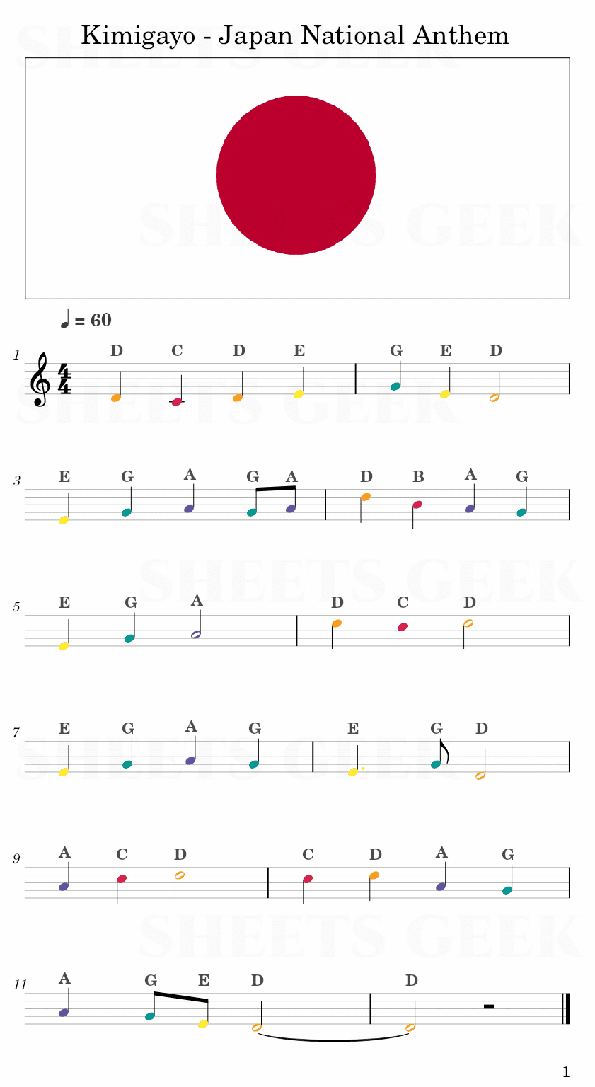 Kimigayo - Japan National Anthem | Easy Sheet Music