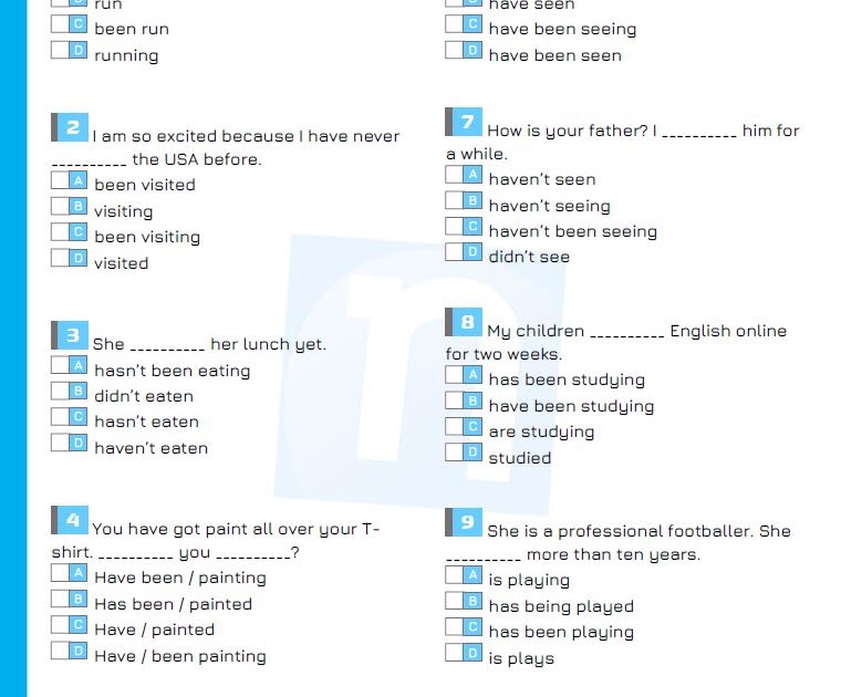 The Present Perfect & Present Continuous Tenses Multiple Choice Quiz ...