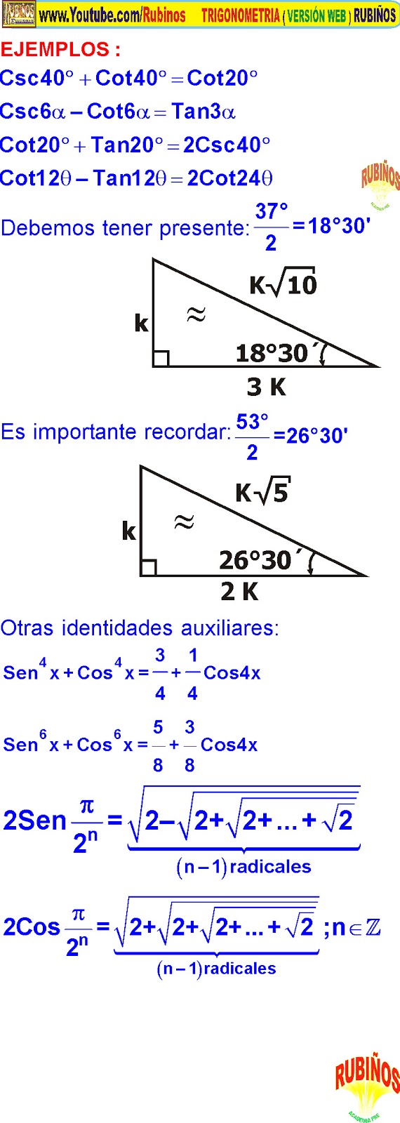 IDENTIDADES TRIGONOMÉTRICAS DEL ÁNGULO MITAD EJERCICIOS RESUELTOS PDF