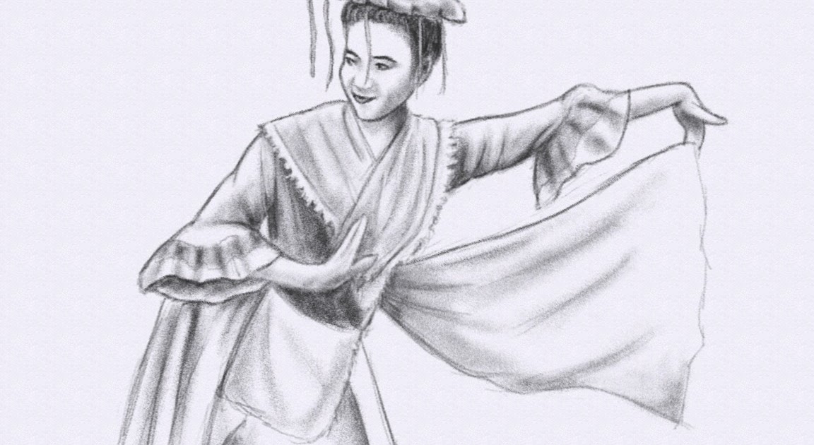 Tari Topeng Betawi — Pencil Drawing