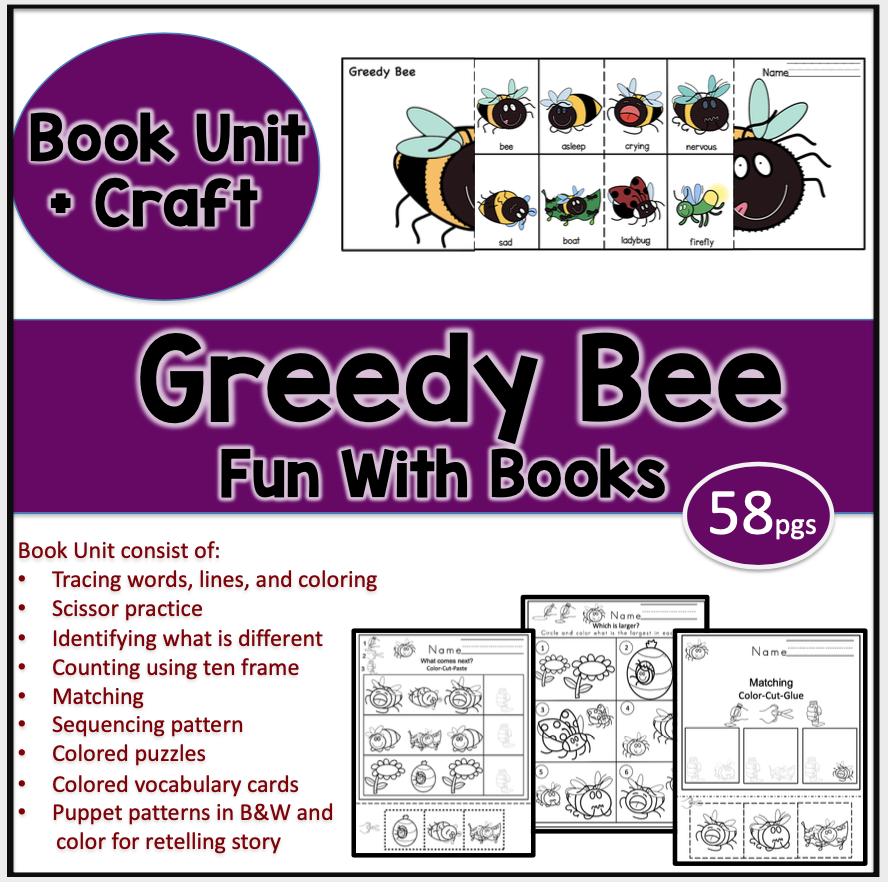 THE GREEDY BEE BOOK UNIT AND CRAFT ~ Book Units by Lynn
