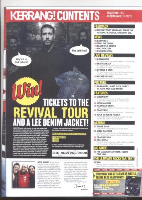 Foundation Portfolio: Kerrang Contents Page Analysis