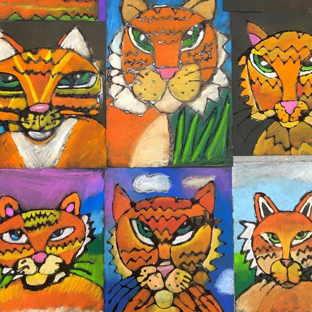 Cassie Stephens: Black Glue and Chalked Tiger Lesson