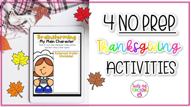 Tails of Teaching: 4 No Prep Thanksgiving Writing and Math Activities