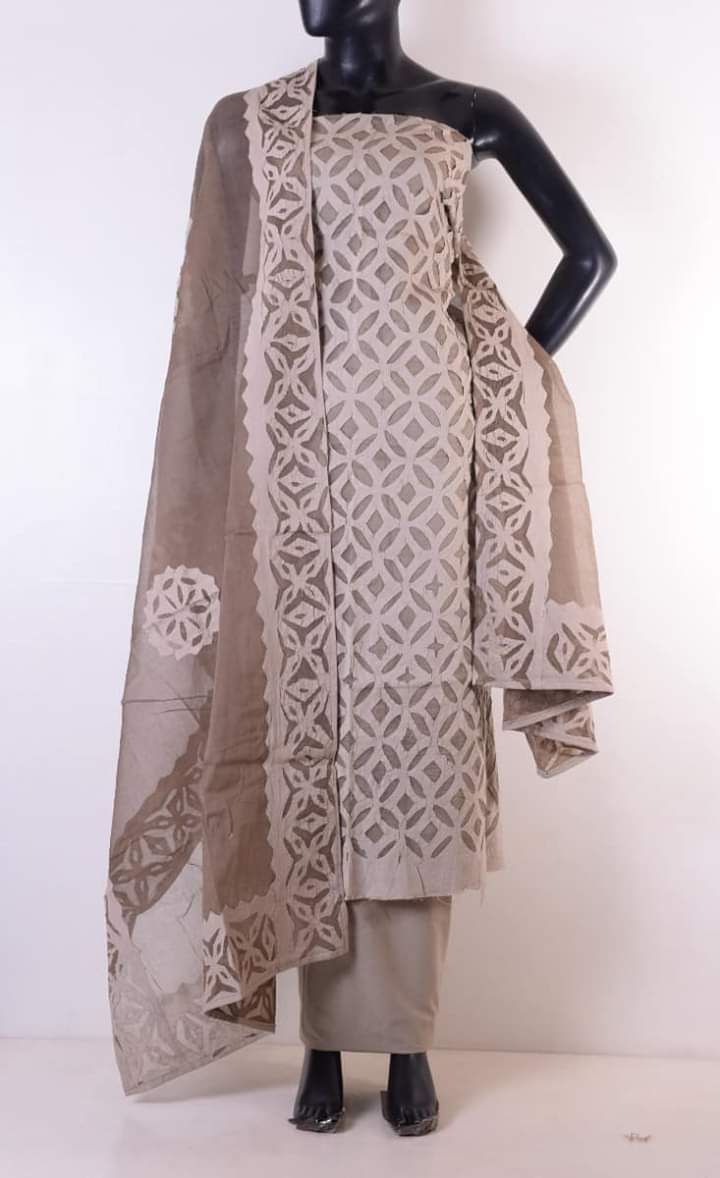 Applique work dress materials