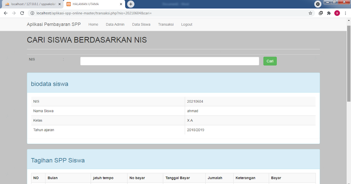 Source Code Aplikasi Pembayaran Spp Php Gratis - Teman Belajar