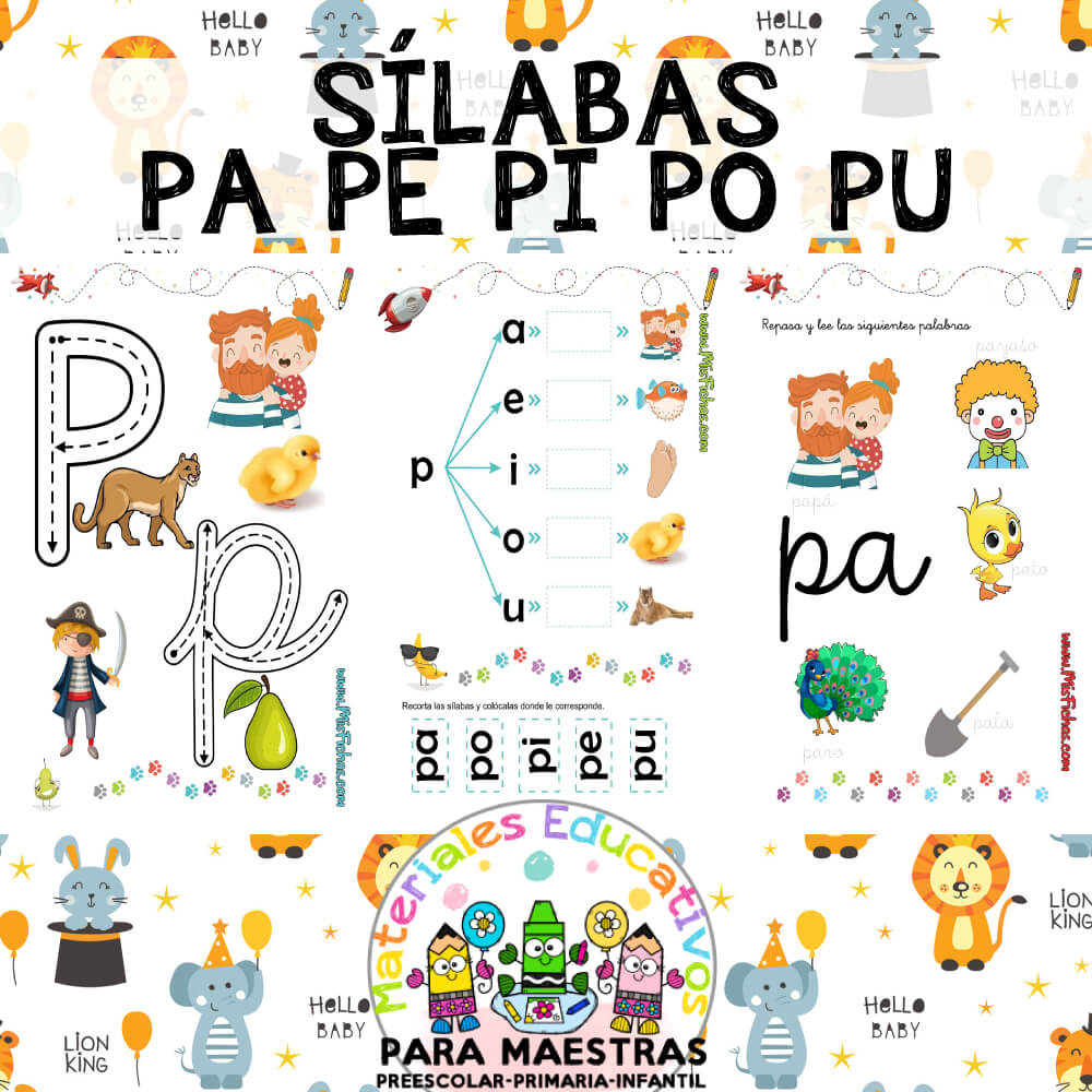 Fichas para Sílabas Pa Pe Pi Po PU | Materiales Educativos para Maestras