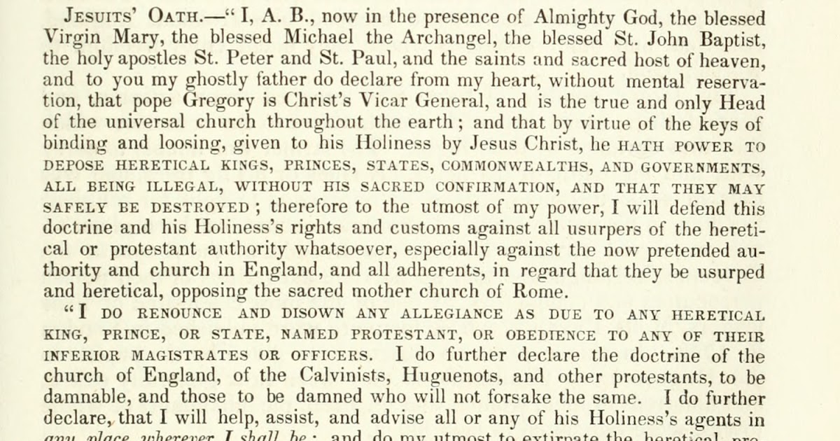 Jesuit's Oath (Dowling, The history of Romanism, 1845)