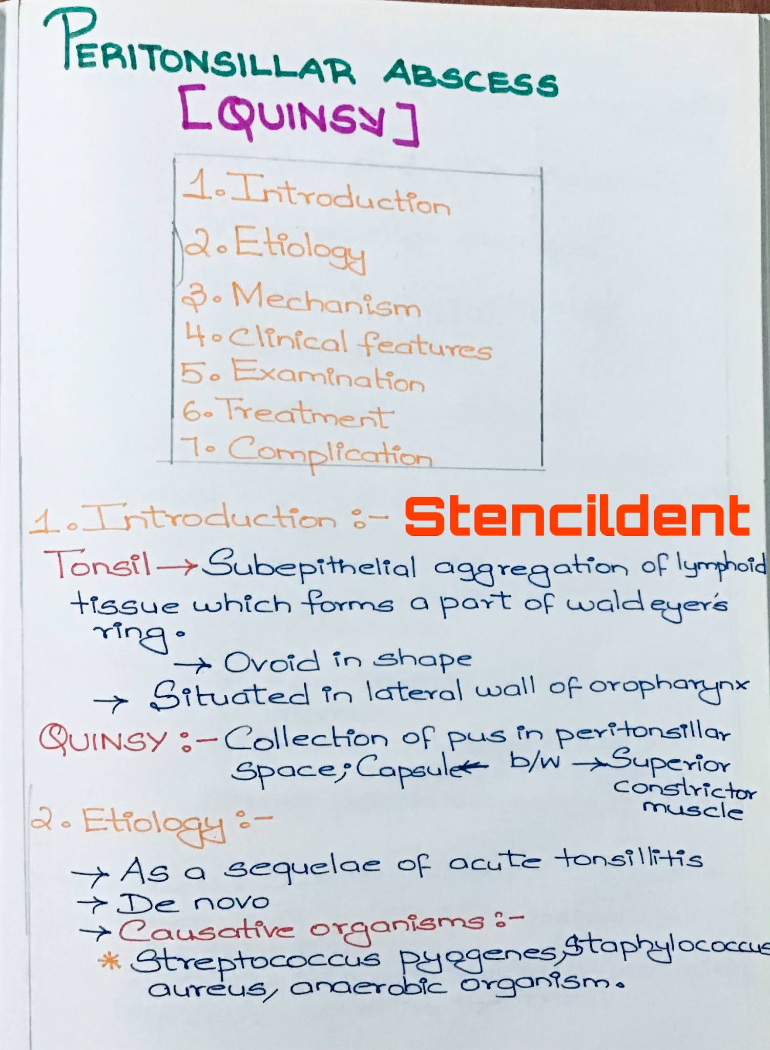 PERITONSILLAR ABSCESS -ETIOLOGY,MECHANISM,CLINICAL FEATURES,TREATMENT