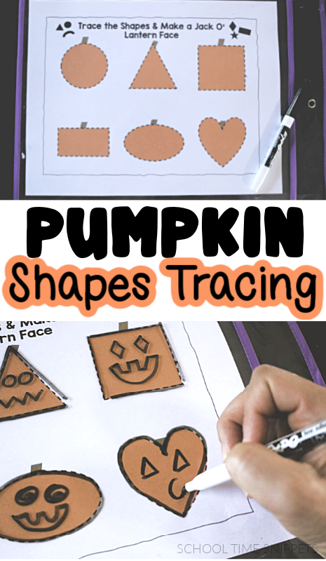 Pumpkin Shapes Tracing Worksheet | School Time Snippets