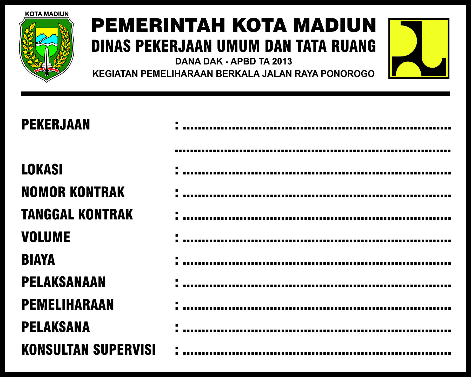 Template Papan Nama Proyek Format CDR - Masvian
