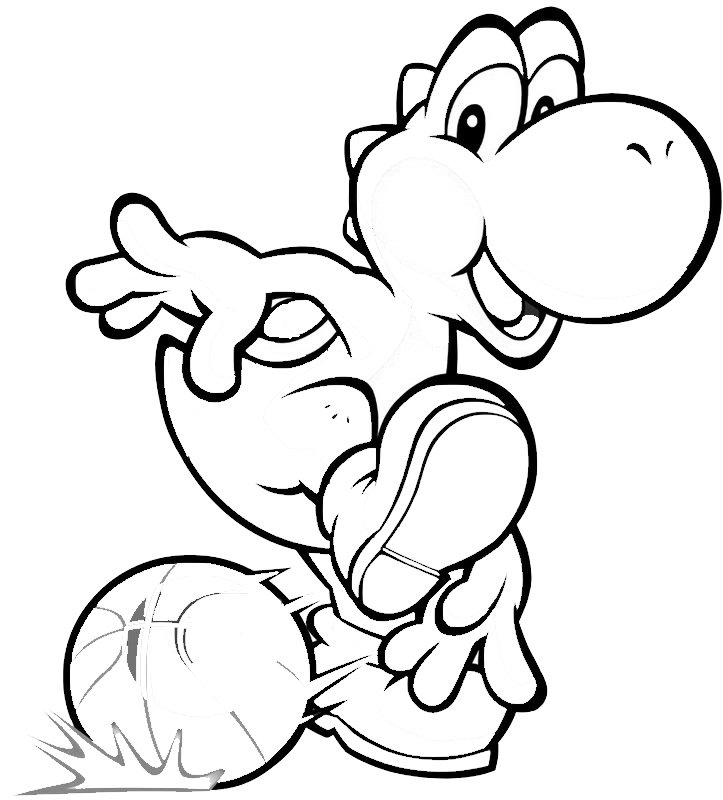 COLOREA TUS DIBUJOS: Yoshi jugando basketball para colorear y pintar