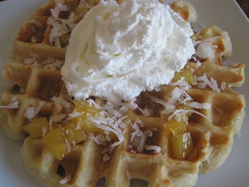 Mrs. Schwartz's Kitchen: Coconut Waffles with Chunky Pineapple Syrup