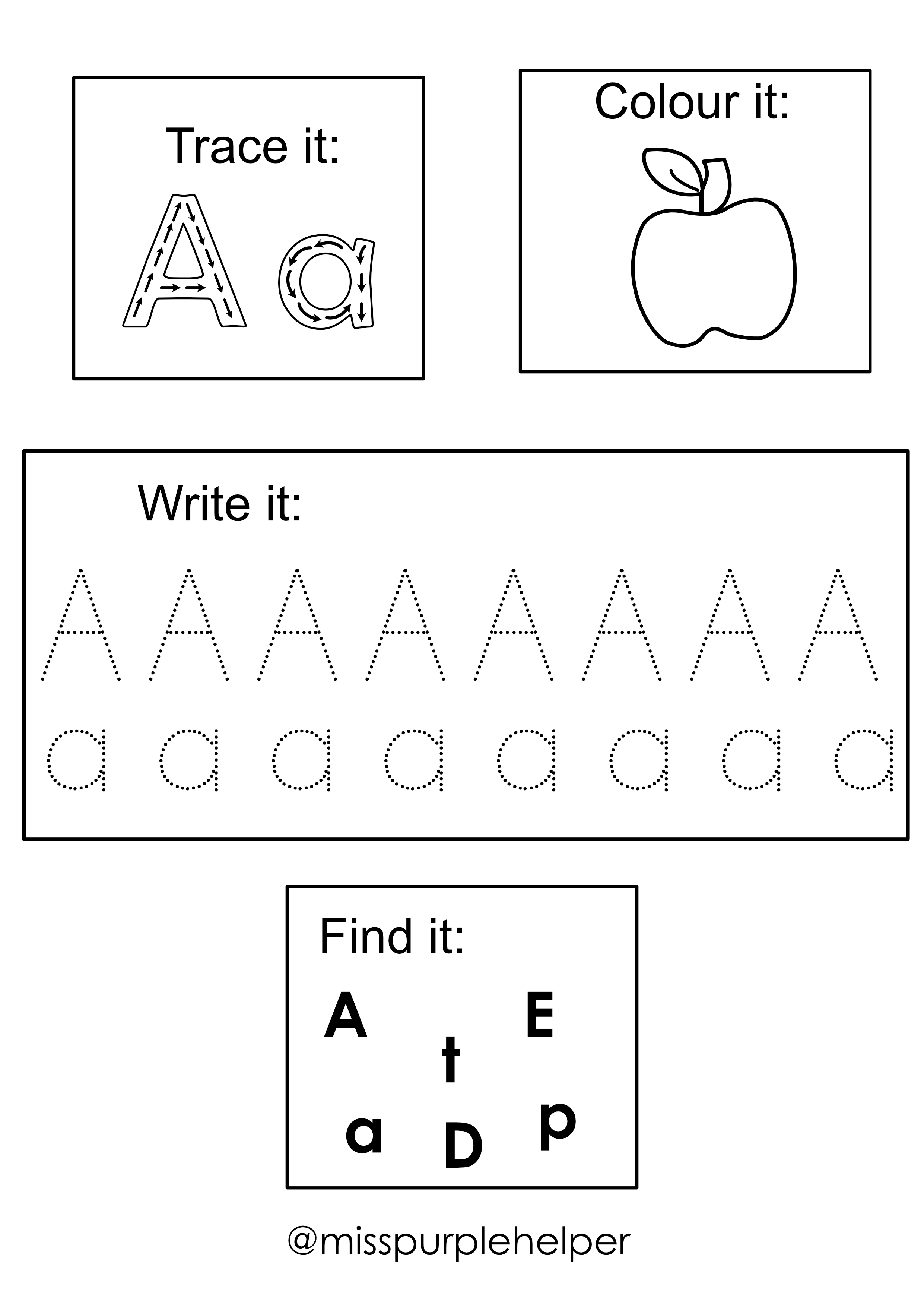 Learning Letters: Letter A, B Activity Sheets