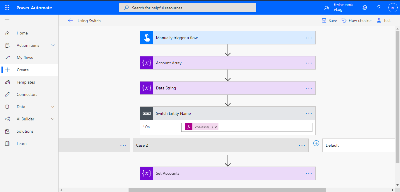 Avoid switch case failure with coalesce in Power Automate.