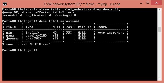 Struktur Database Mysql : Cara menghapus kolom pada tabel database ...