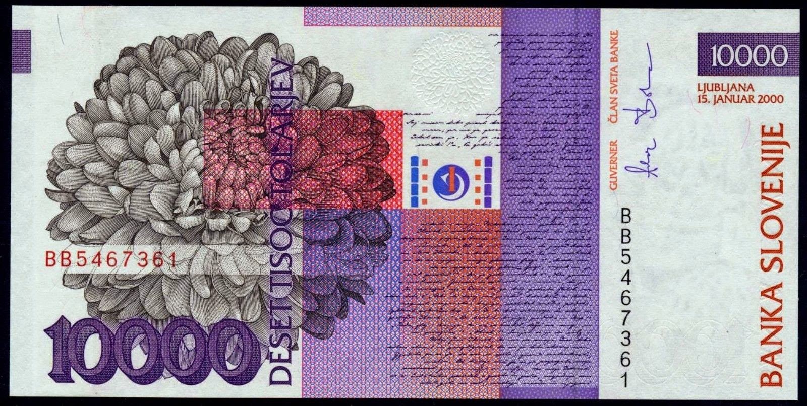 Slovenia 10000 tolarjev banknote 2000 Ivan Cankar|World Banknotes ...