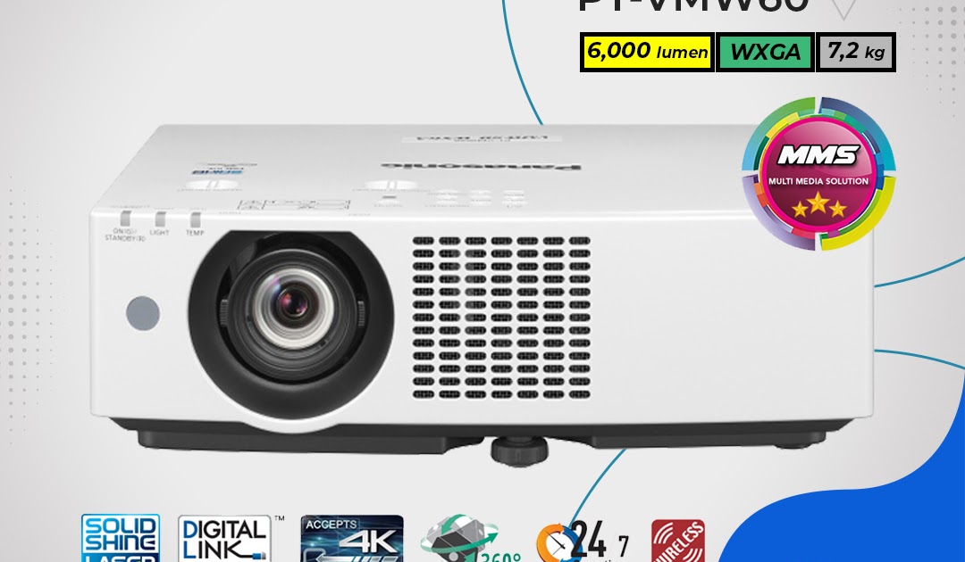 LCD Projector Panasonic PT‐VMW60, 6,000 lumens, WXGA ( 1280 x 800 ...
