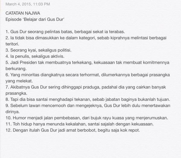 Sinau Bareng _ Tholabul Ilmi: Catatan Najwa Tentang Gus Dur