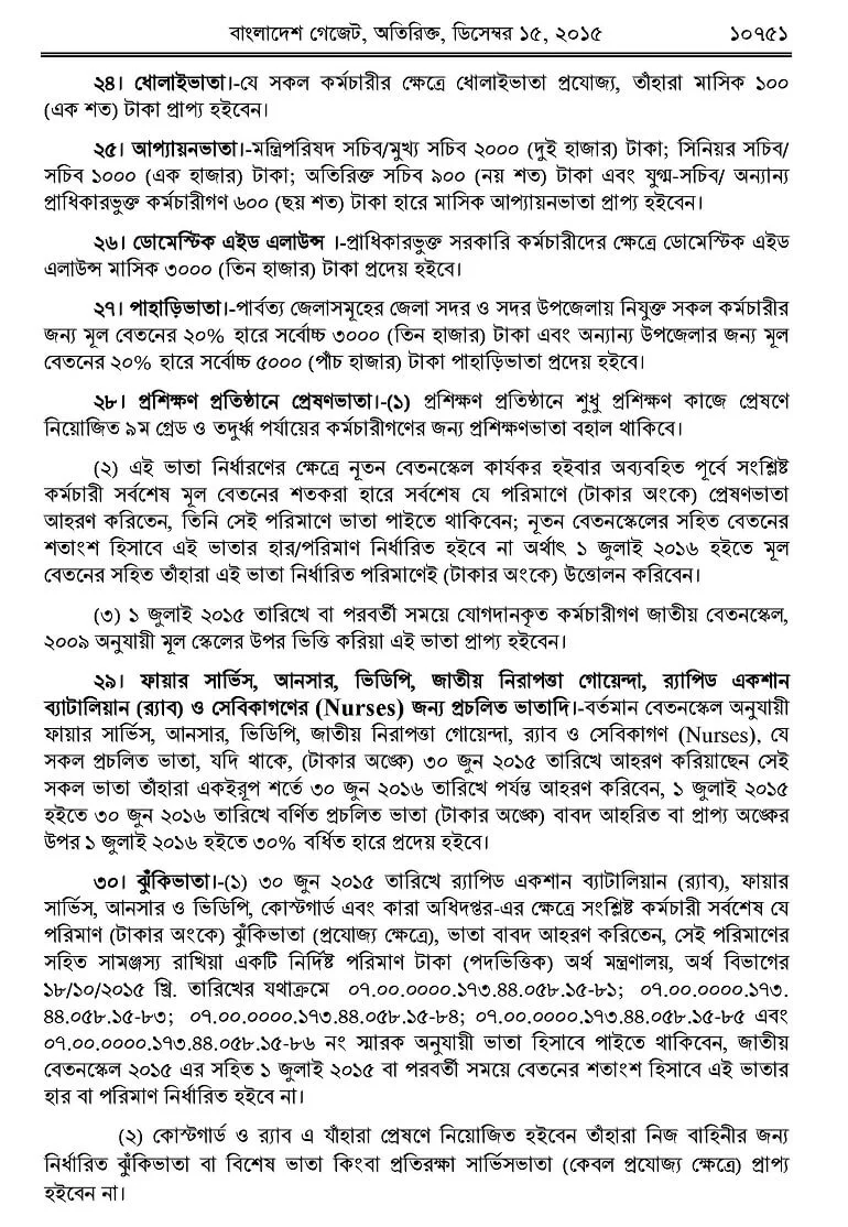 National Pay Scale 2015: বেতন স্কেল ২০১৫