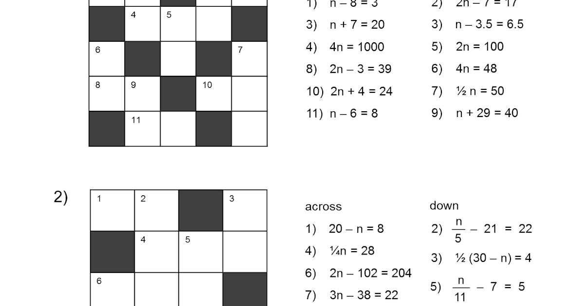 Median Don Steward Mathematics Teaching Linear Equations Cross Puzzles