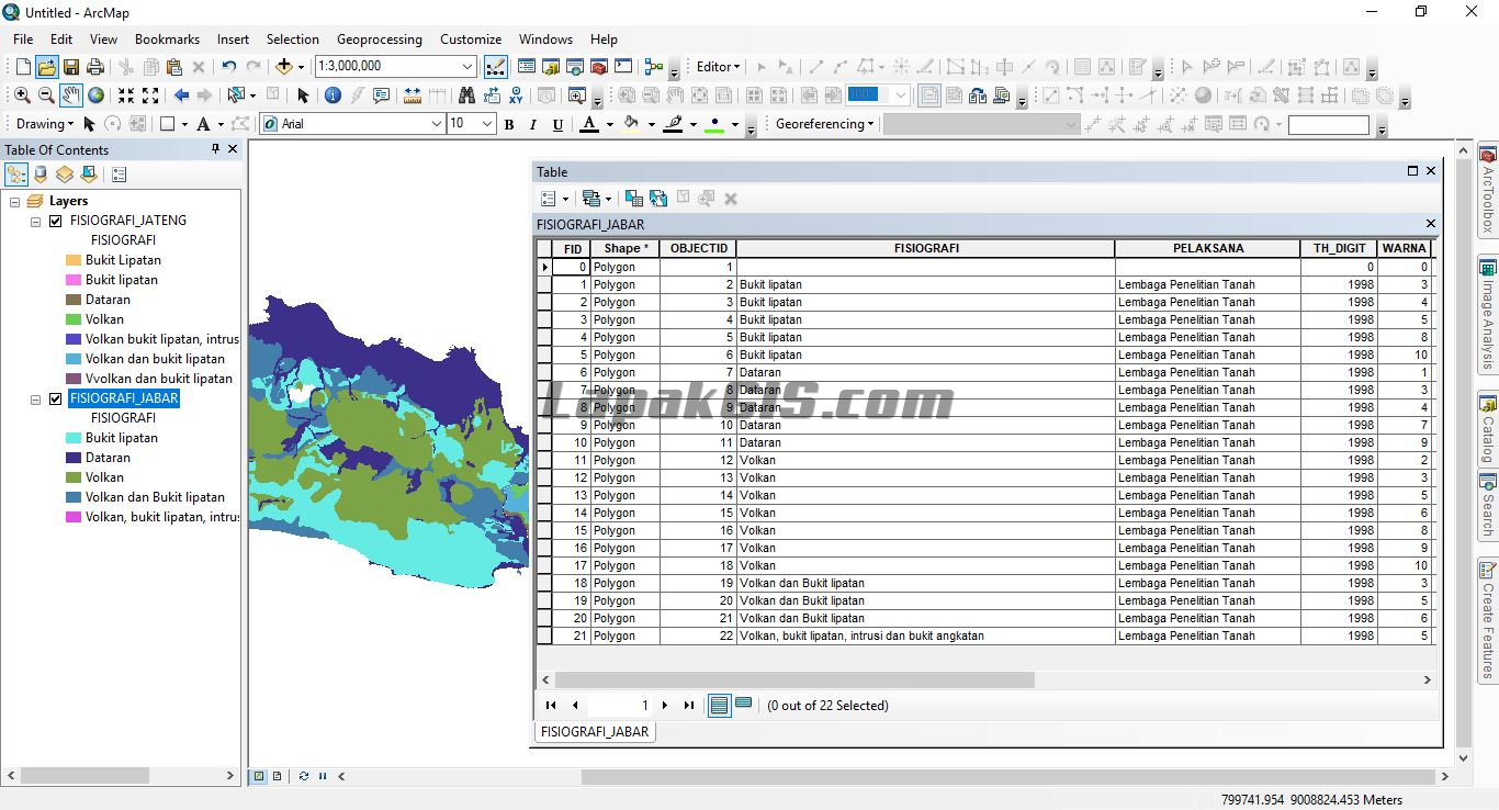 Shapefile Peta Fisiografi Pulau Jawa - SHP Gratis - Lapak GIS