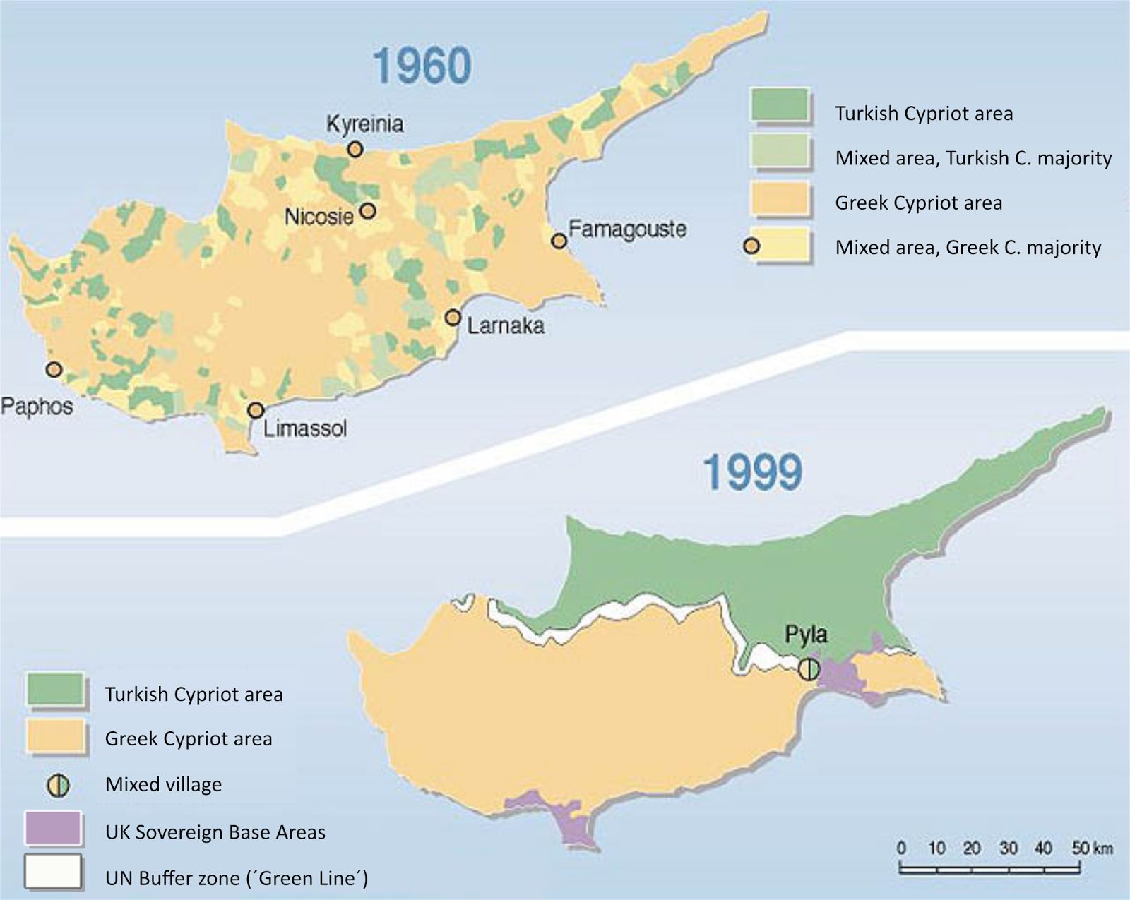 Population of the Cyprus by ethnicity (1960 vs 1999) - Vivid Maps