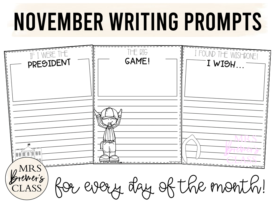 November Writing Prompt Templates | For Daily Journals or the Writing ...