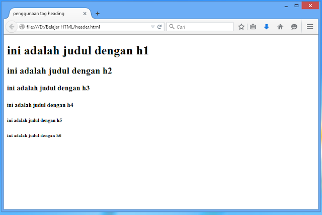 Cara Membuat Judul / Heading di HTML (tag h1)
