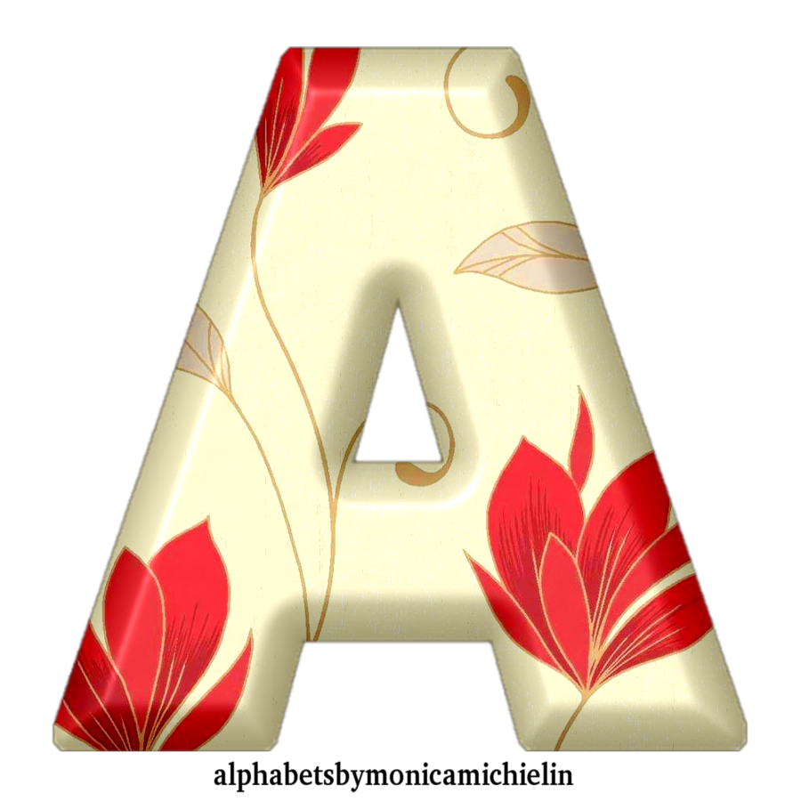 Monica Michielin Alphabets: RED FLORAL FLOWER ALPHABET, NUMBERS, ICONS ...