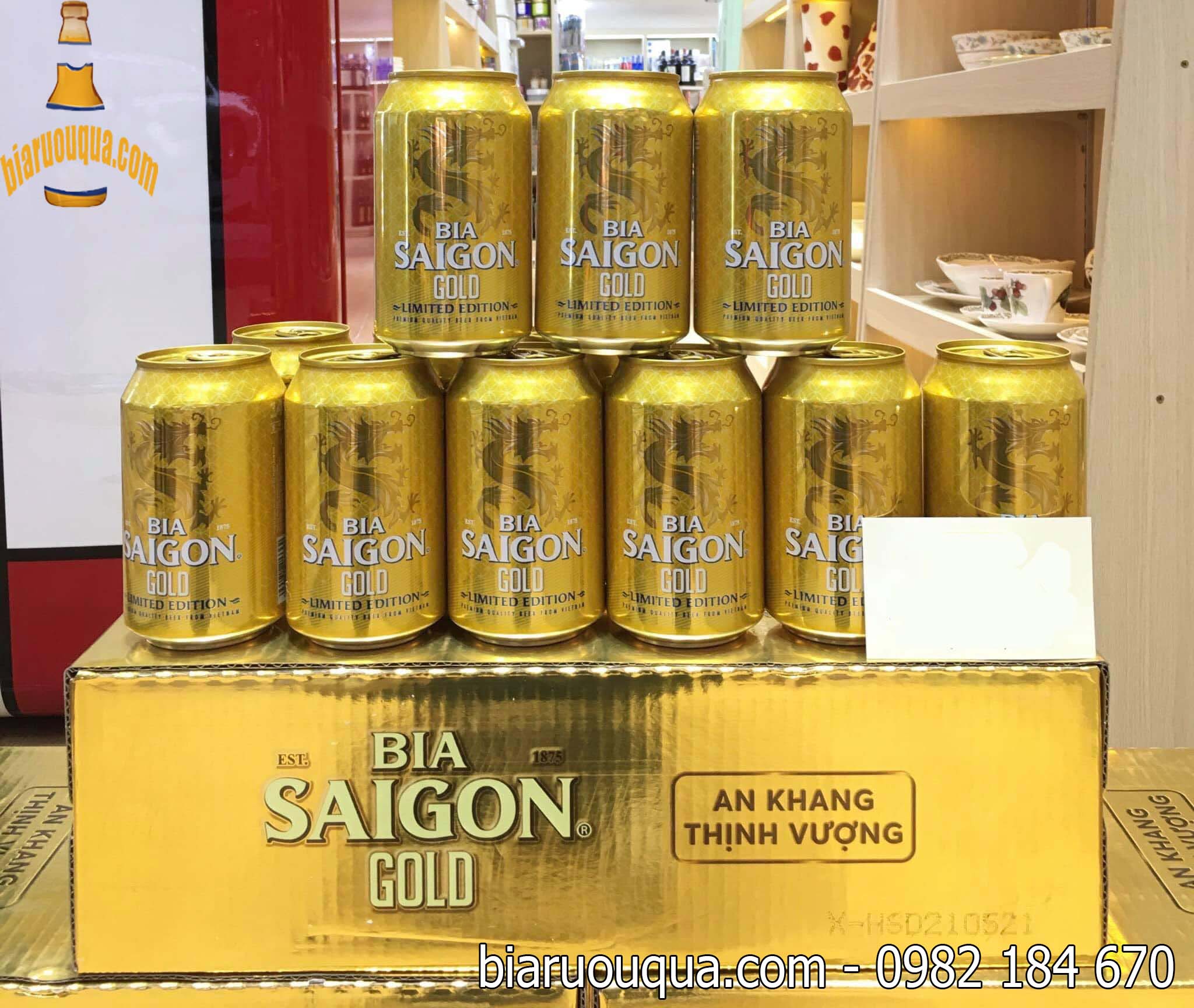 Bia Sài Gòn Gold (vàng) 5% thùng 18 lon 330ml