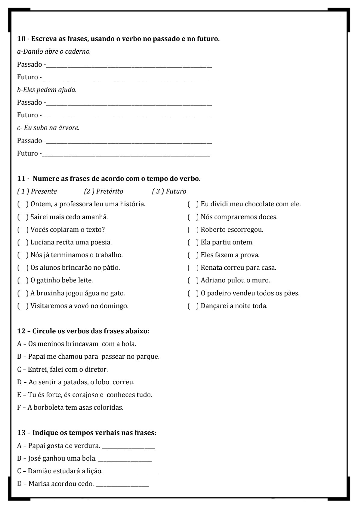 👍Língua Portuguesa: Verbo Atividade de língua portuguesa para trabalhar ...