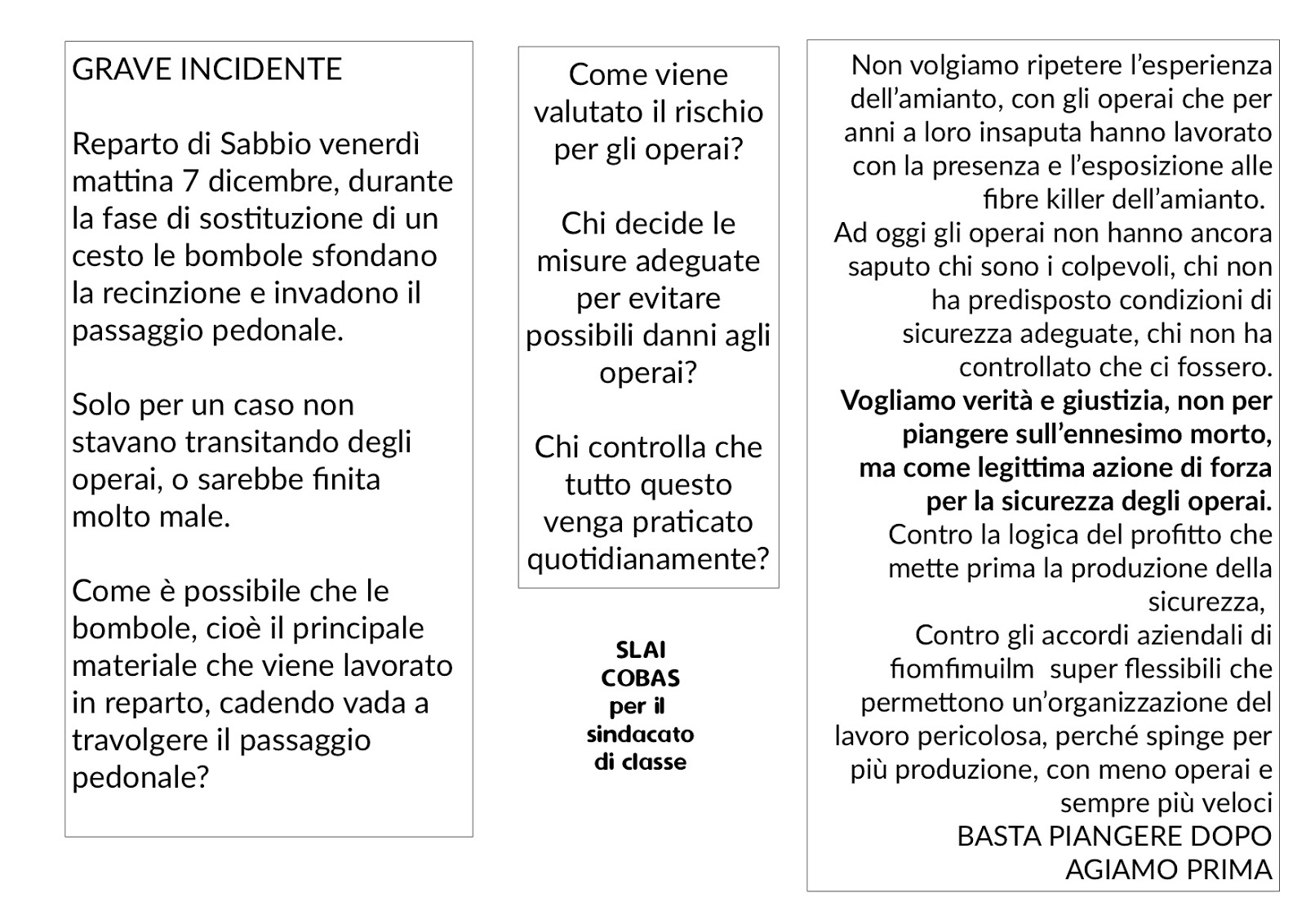 SlaiCobas per il Sindacato di Classe: 11 dicembre - Tenaris Dalmine ... SlaiCobas per il Sindacato di Classe: 11 dicembre - Tenaris Dalmine ...
