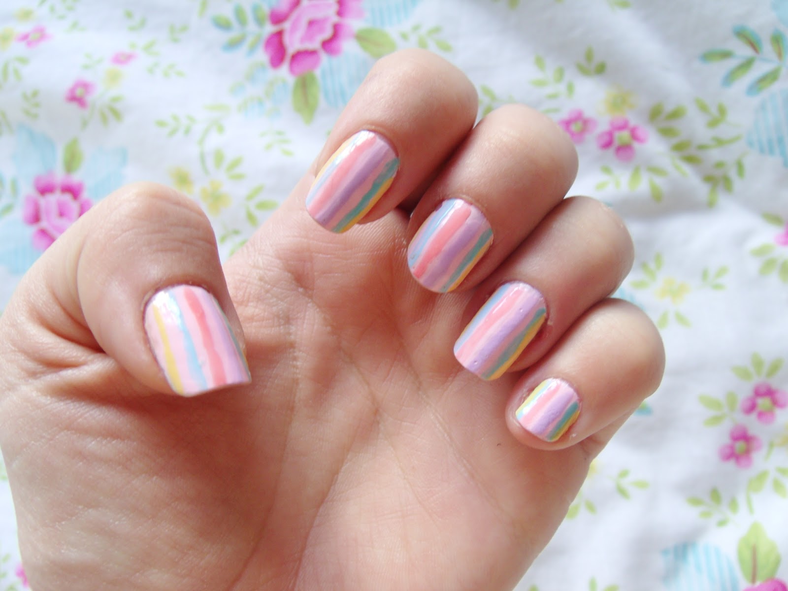 Pastel Candy Stripe Nails ♥ - Victoria's Vintage Blog | Milton Keynes ...