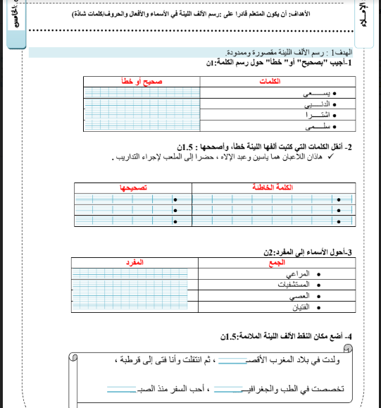 نموذج 1 للفرض و الاختبار الكتابي الثاني خلال الأسدس الدورة الثانية في