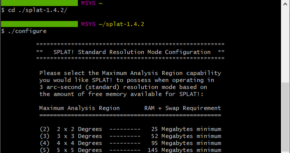 Compile SPLAT! RF coverage software on 64-bit Windows · One Transistor