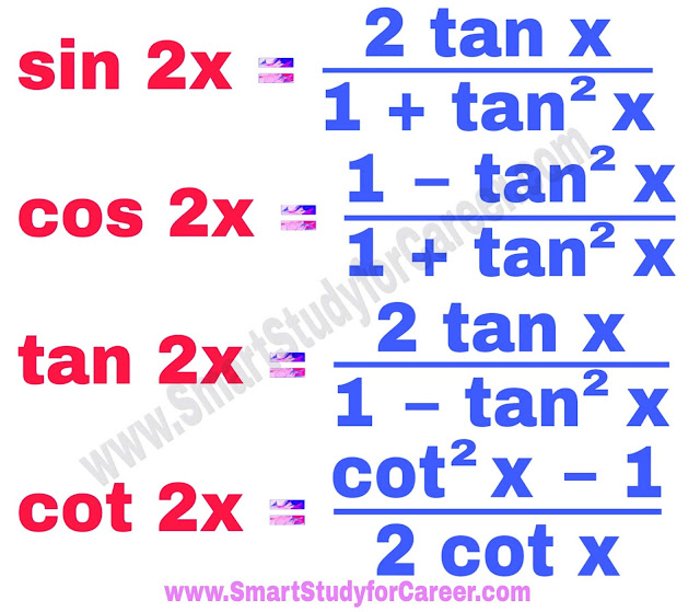 TRIGONOMETRY FORMULAS - sin 2x, cos 2x, tan 2x, cot 2x | Smart Study ...