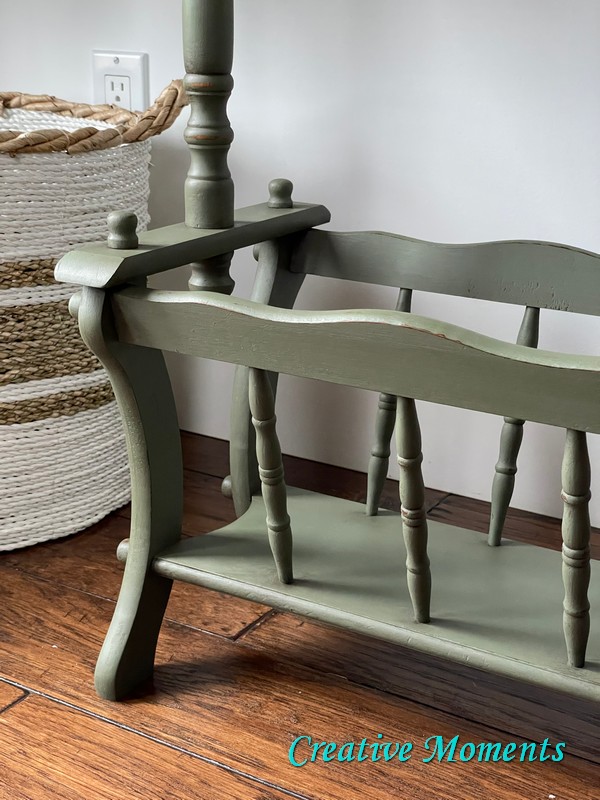 Vintage Accent Table Restored in Rustic Green