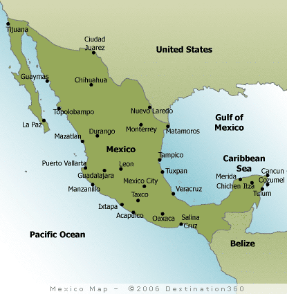 Eastern map of mexico