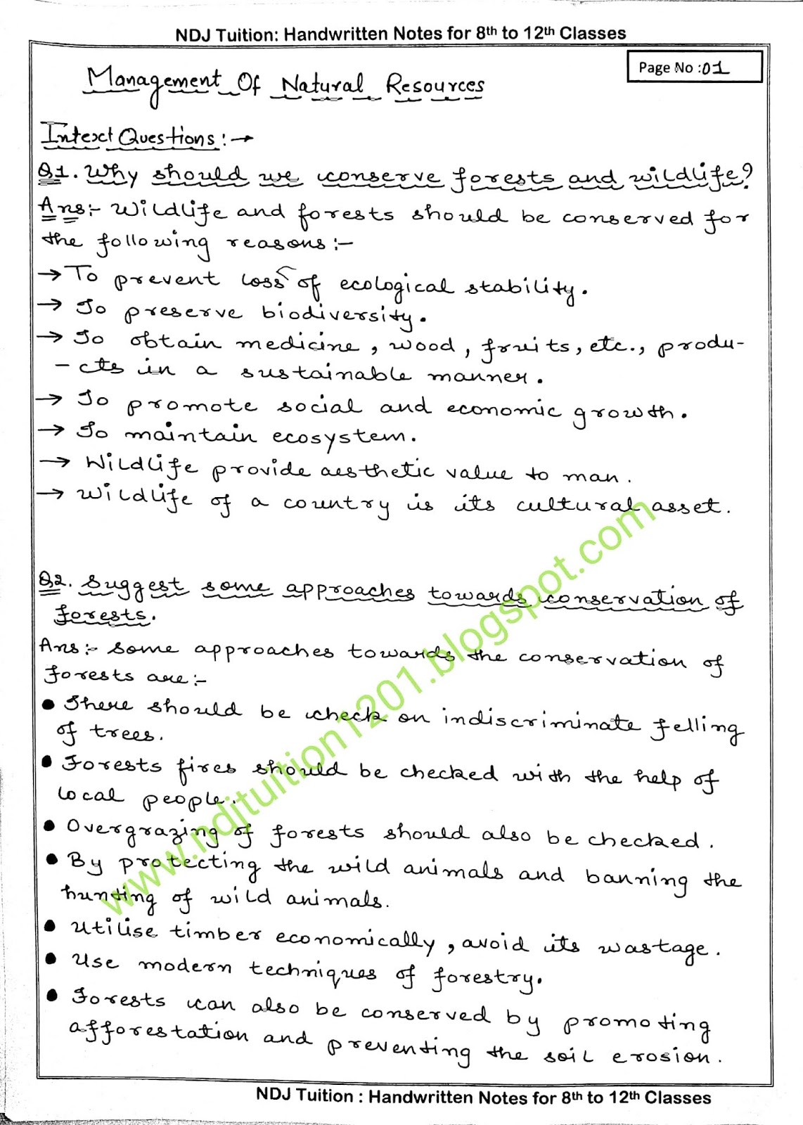 Management Of Natural Resource Handwritten Notes For Class 10th management-of-natural-resource-handwritten-notes-for-class-10th