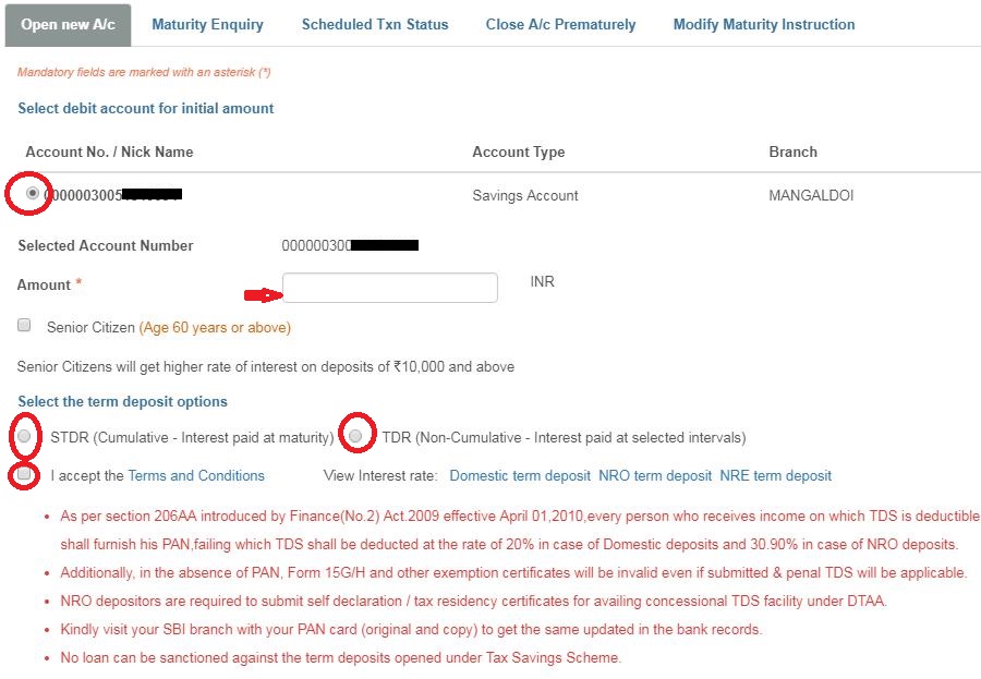 How to open fixed deposit account in sbi online