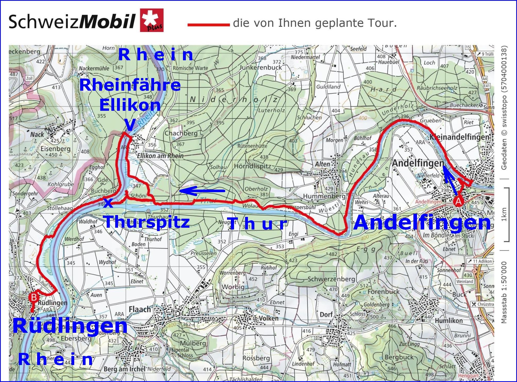 Andelfingen – Thurspitz – Ellikon – Rüdlingen (ZH/SH) – Wandern mit ...
