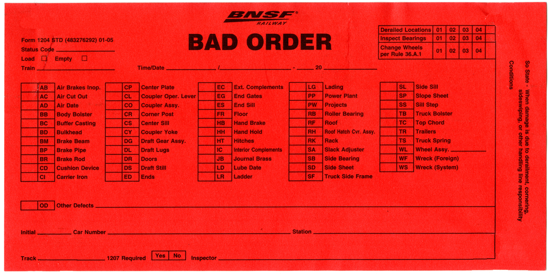 modeling the SP: Bad order cards