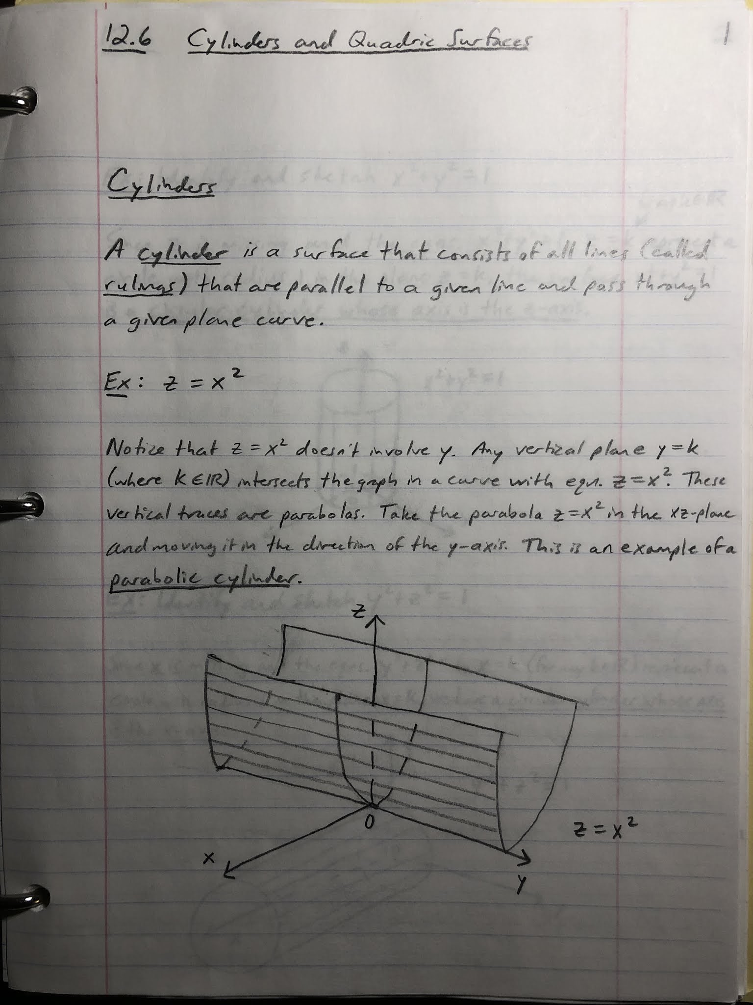 Professor Frank’s Math Blog: 12.6 Notes Cylinders and Quadric Surfaces Professor Frank’s Math Blog: 12.6 Notes Cylinders and Quadric Surfaces