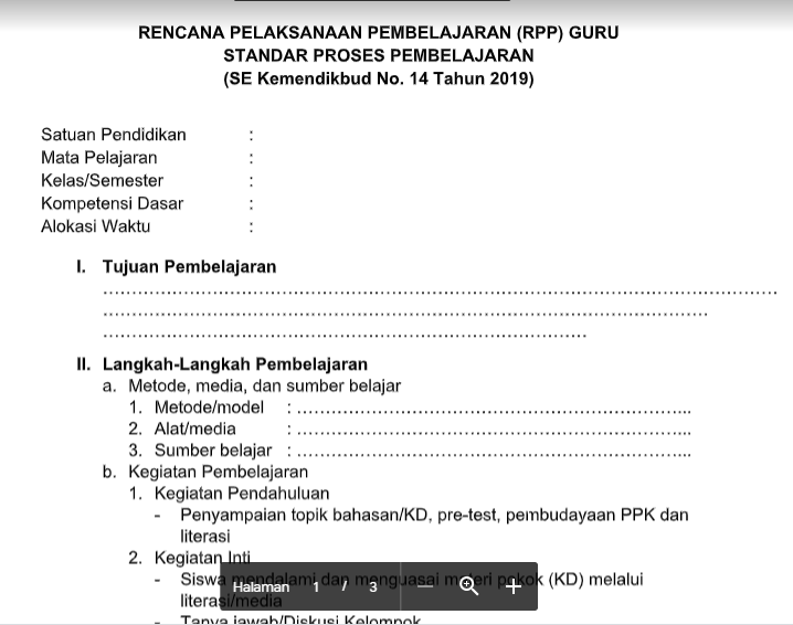 RPP 1 Lembar [LENGKAP] - Catatan Wali Kelas